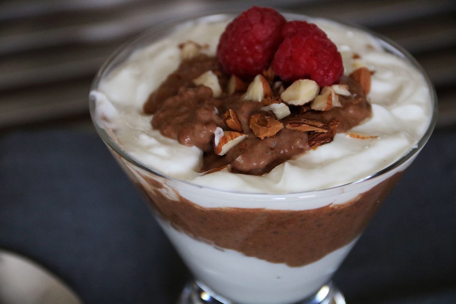 Chocolate Mocha Chia Parfait with Raspberries - Move Daily