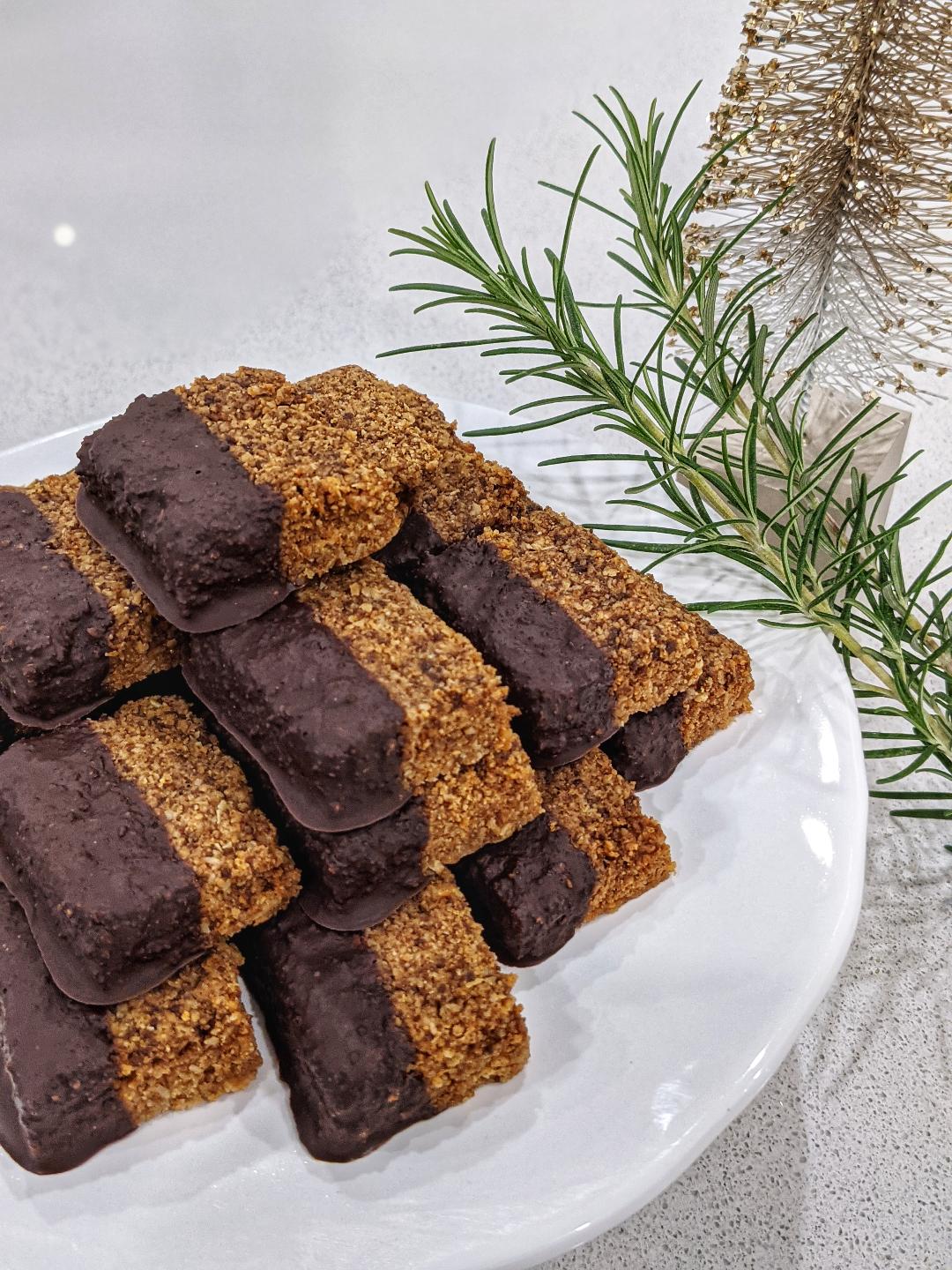 Chocolate Dipped Shortbread Oat Squares - Move Daily