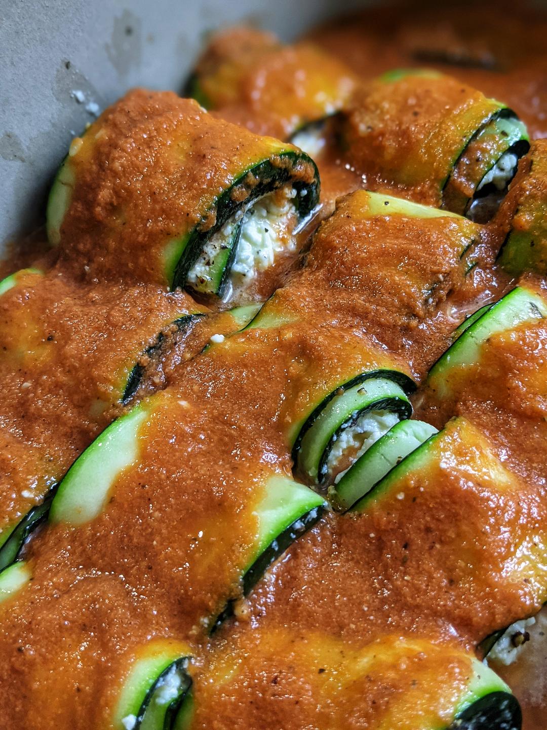 Lasagna Styled Zucchini Rolls - Move Daily